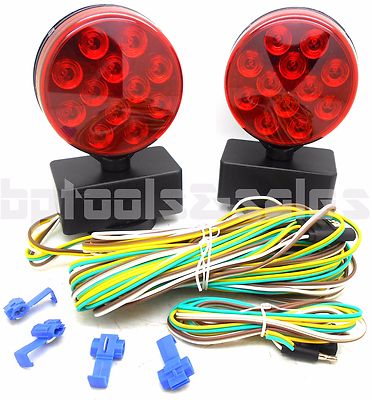12V LED MAGNETIC TOWING TRAILER LIGHT KIT 24 LEDS MULTI-FUNCTION DOT ...