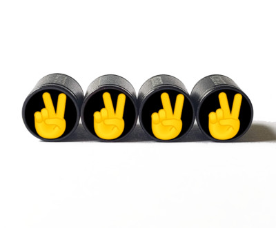 Peace Sign Hand Tire Valve Caps - Black Aluminum - Set of Four ...