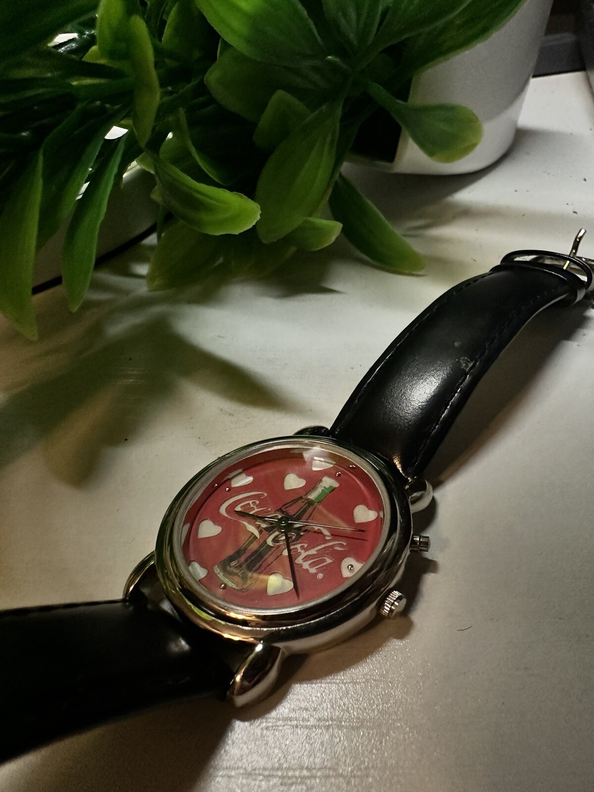 Vintage 1998 Coca Cola Black Leather Watch Hearts | eBay