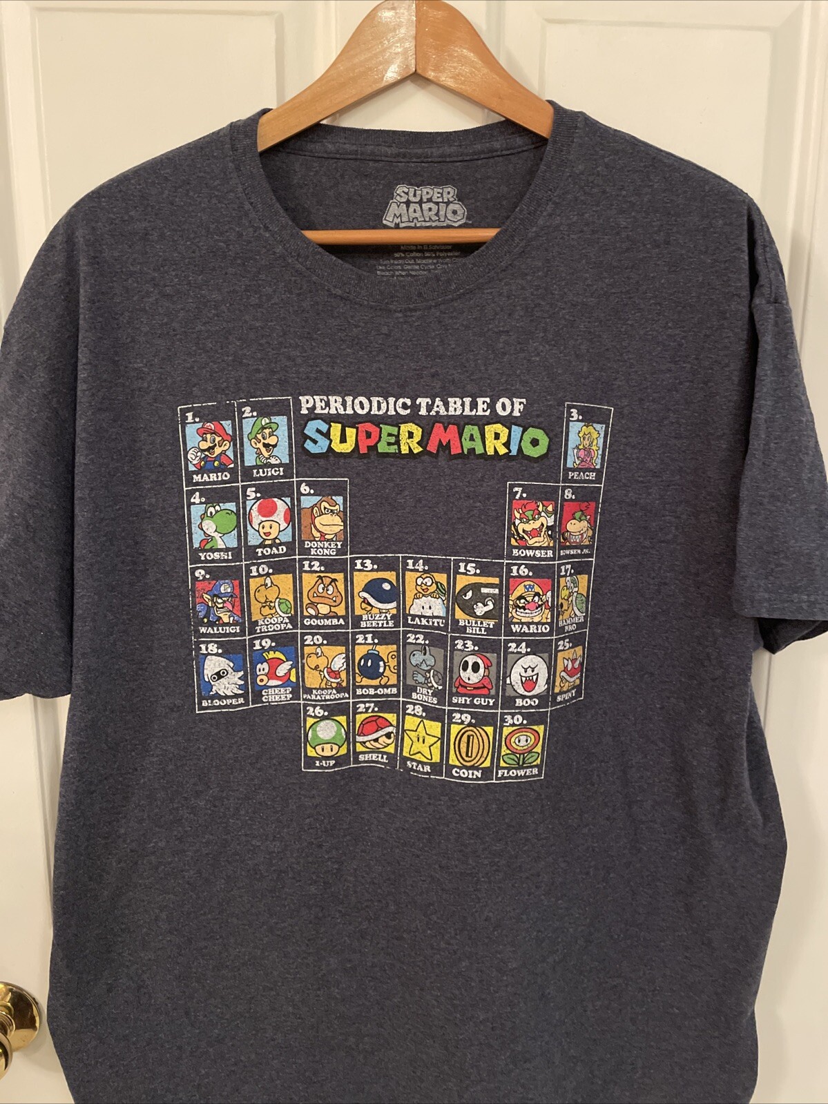 Super Mario Periodic Table Of Super Mario Gray T-Shir… - Gem