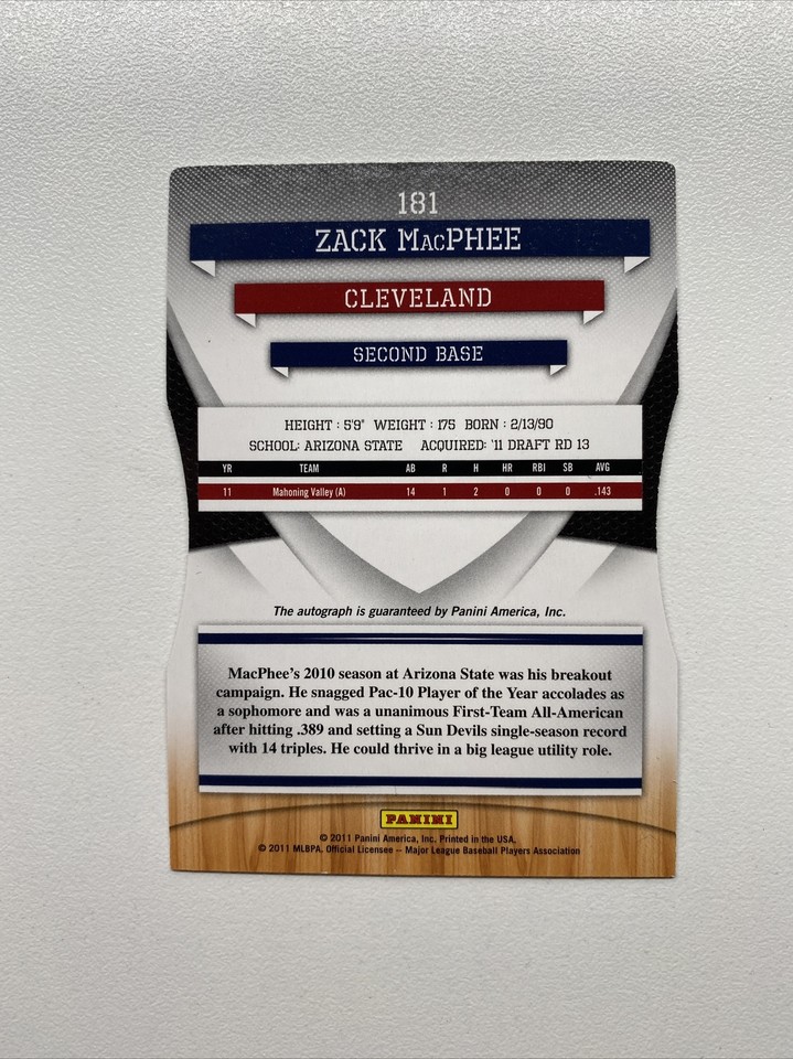 2011 Donruss Elite Extra Edition Prospects /50 Zack MacPhee 181 Auto Cleveland | eBay