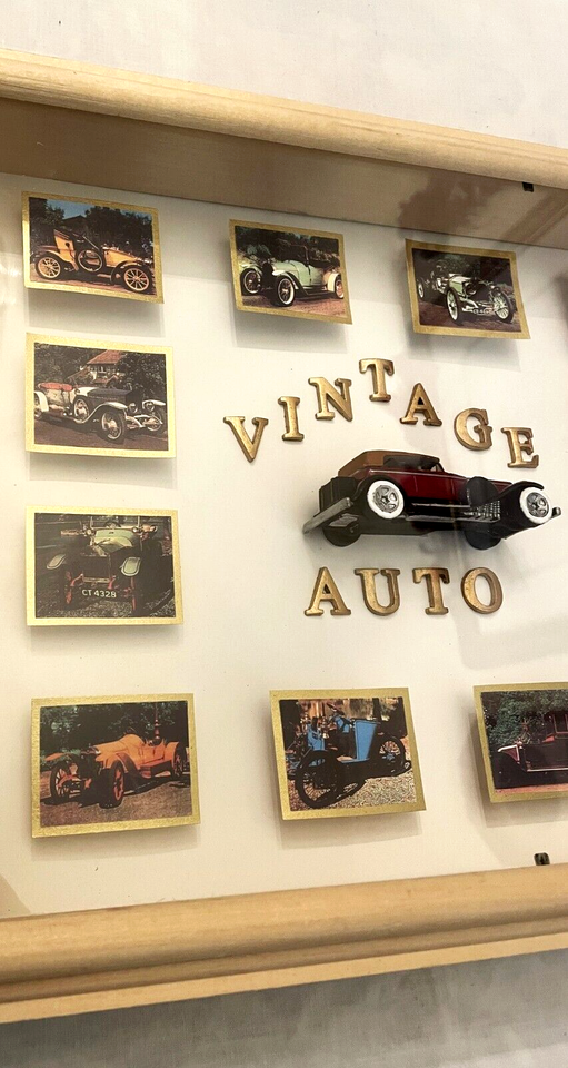 Vintage Auto Shadow Box Metal Red Car w/Vintage Auto Photos Wall ...