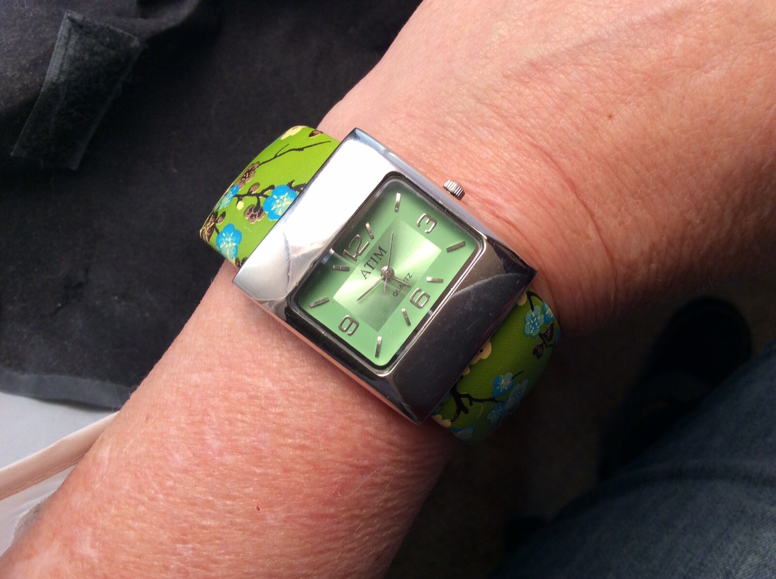 Beautiful Green Floral ATIM Quartz Watch Bangle Cuff Band Works | eBay