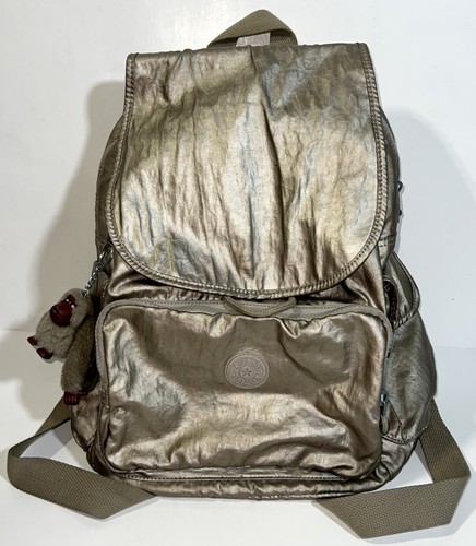 Kipling Ravier Medium Metallic Champagne Gold Nylon Gorilla Charm ...