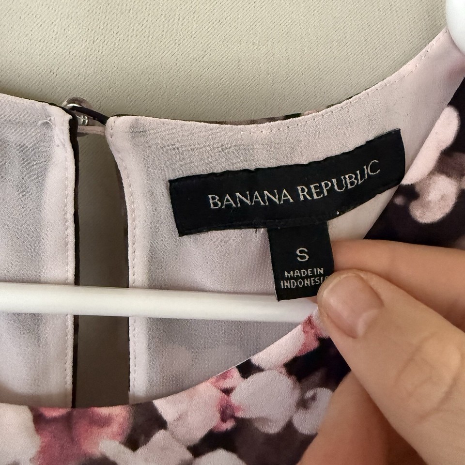 Banana Republic Womens Small Black Pink Floral Sleeveless Blouse Tank ...