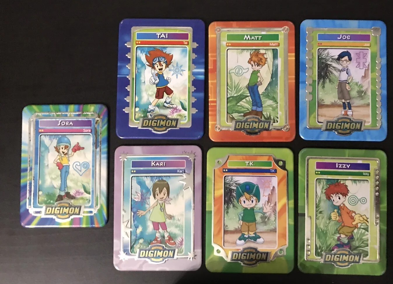Digimon Taco Bell Metal Card Digi Tamer Lot of 7: Tai, Kari, Matt, TK ...