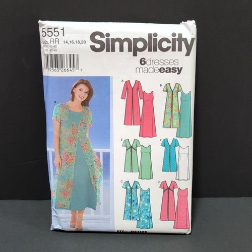 Simplicity 5551 Women's Dresses Uncut Sewing Pattern Size RR (14 - 20 ...