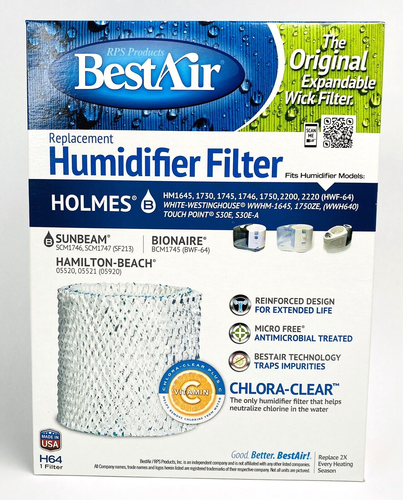 BestAir H64 Humidifier Replacement Filter Extended Life Wick Air Water ...