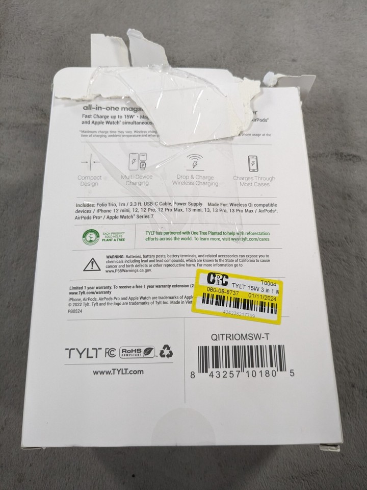TYLT Folio Trio Three-in-one Magnetic Wireless Charger 15W Magsafe Compatible | eBay