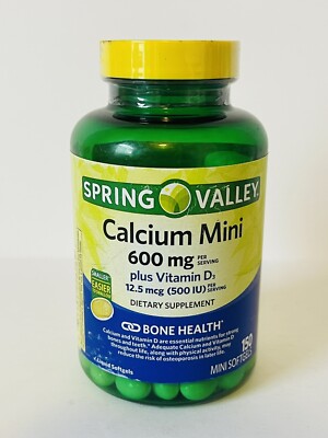 Spring Valley Calcium Plus Vitamin D3, Dietary Supplement, 150 Mini ...