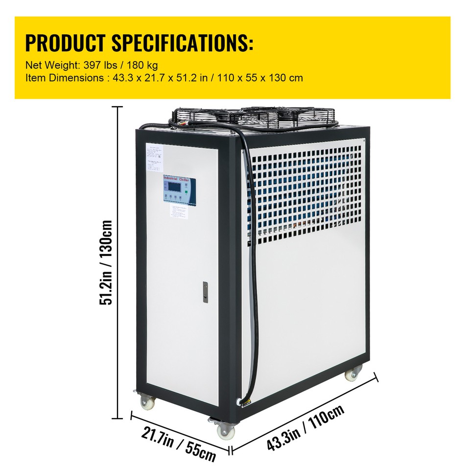 5 Ton Air-cooled Industrial Chiller 15KW LCD Display industrial Cooler ...