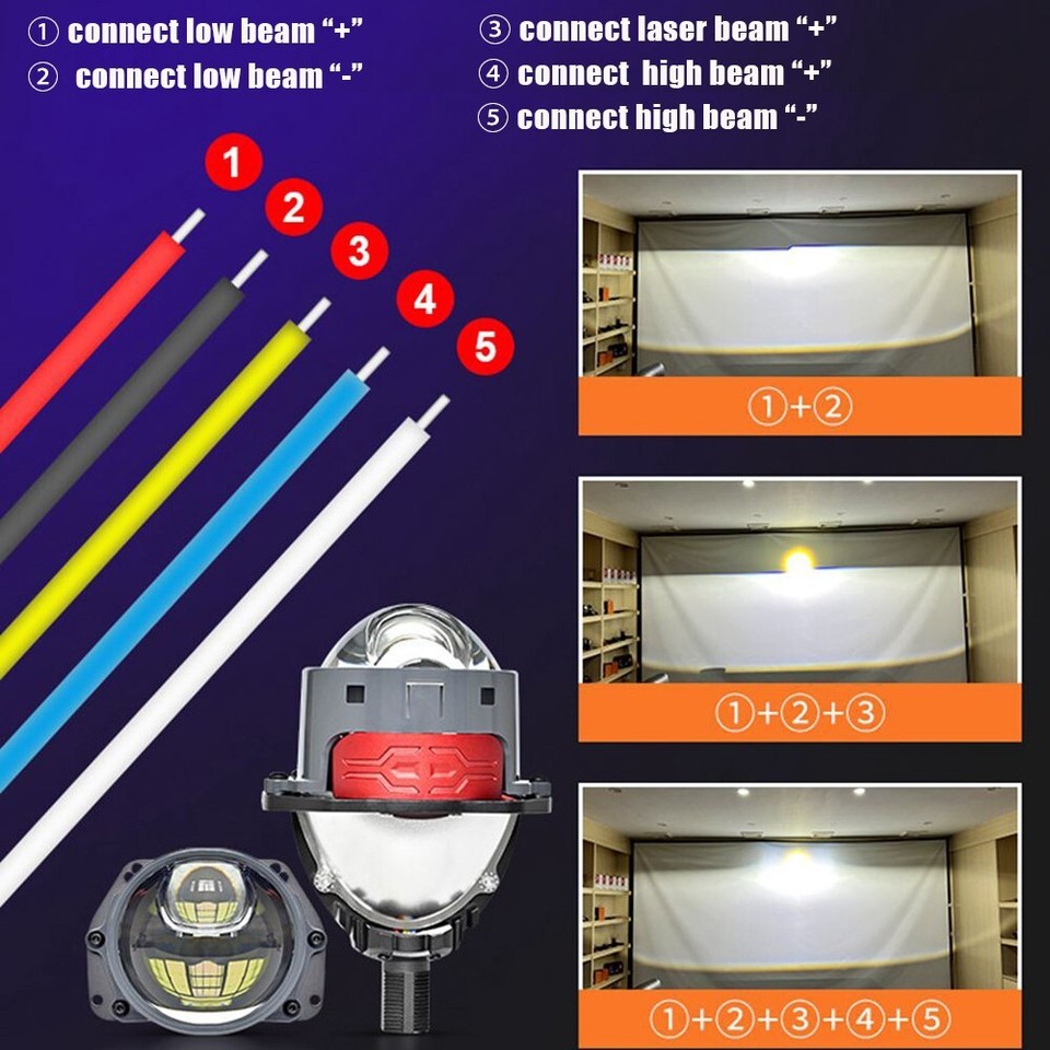 3.0'' Laser Bi LED Projector Lens 140W Car Headlight H4 H7 H1 Universal ...