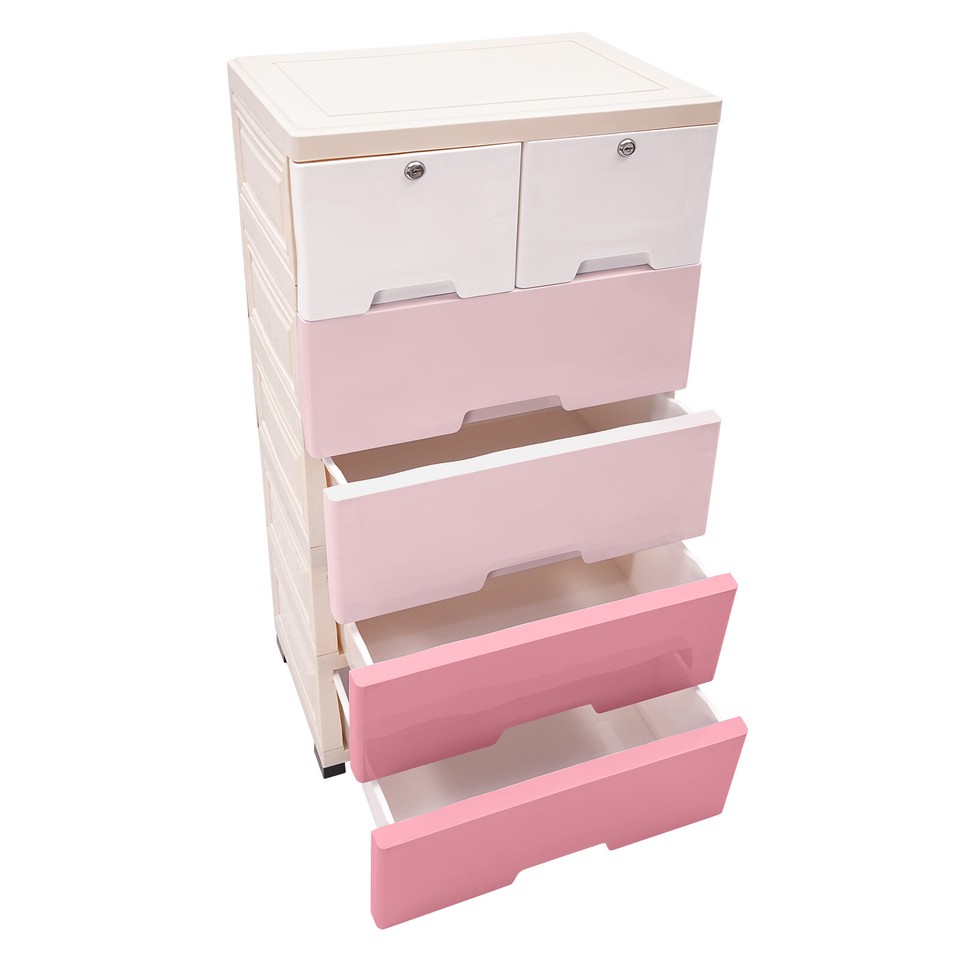 Bedroom Floor Cabinet Plastic Free Standing Storage Organizer w/ 6 ...
