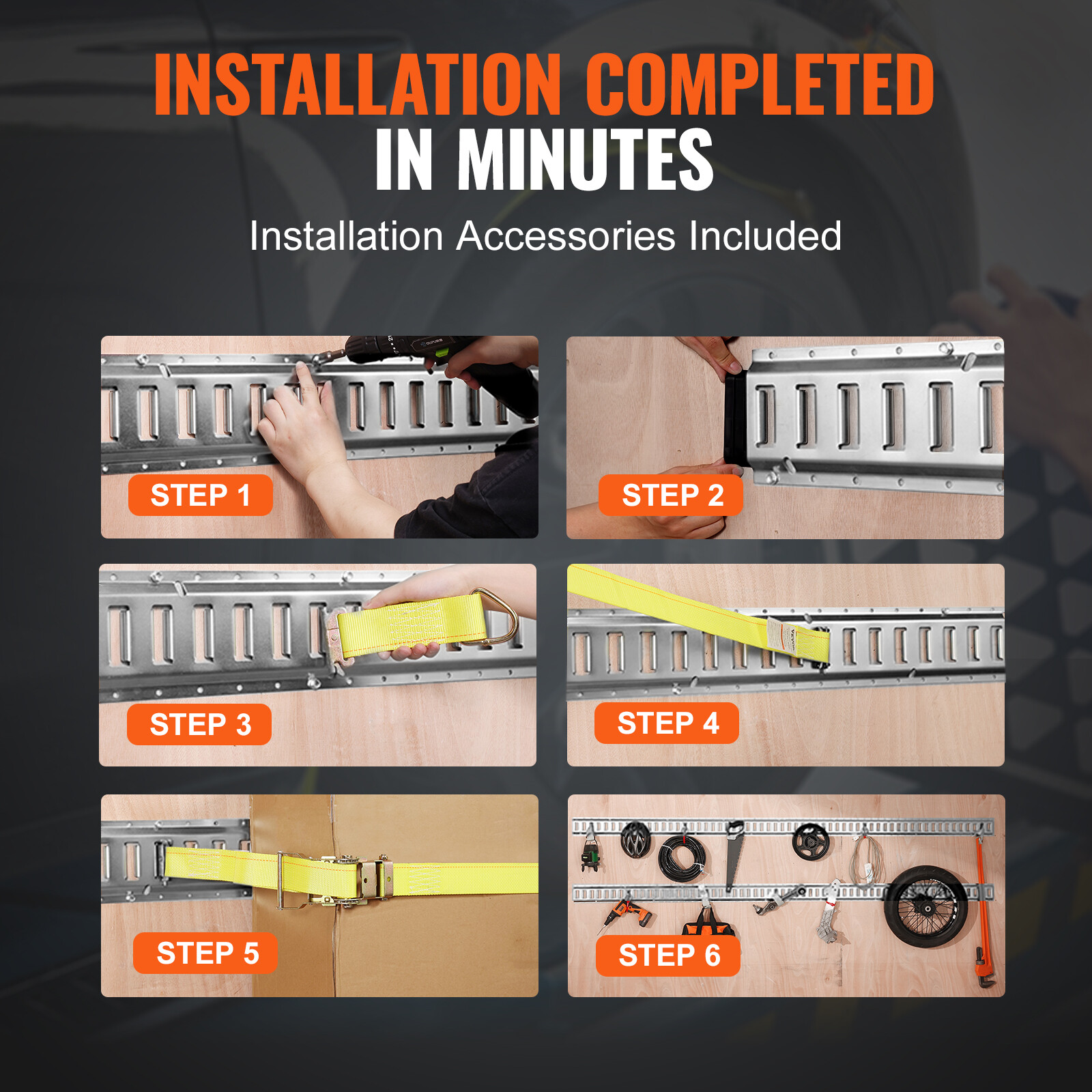 VEVOR E Track Tie Down Rail Kit E Track Rails 24PCS 5' Enclosed Cargo Trailer | eBay UK