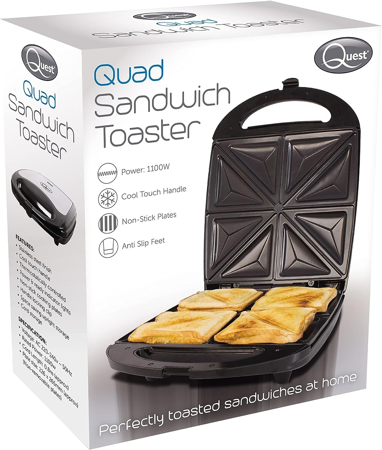 4 Portion Non-Stick Toastie Maker Easy to Clean Student Essential Non ...