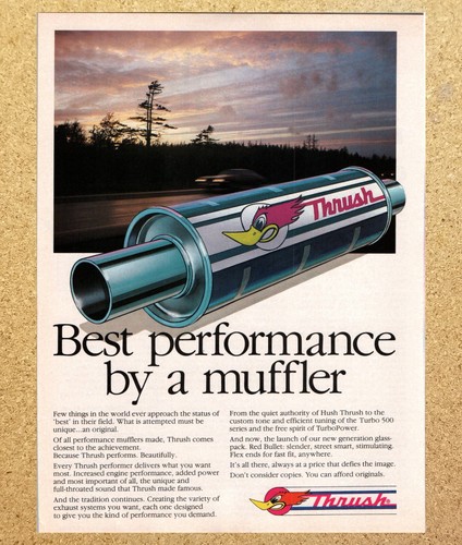 Thrush Performance Muffler Woodpecker Automobile Vtg Print Ads Ephemera ...