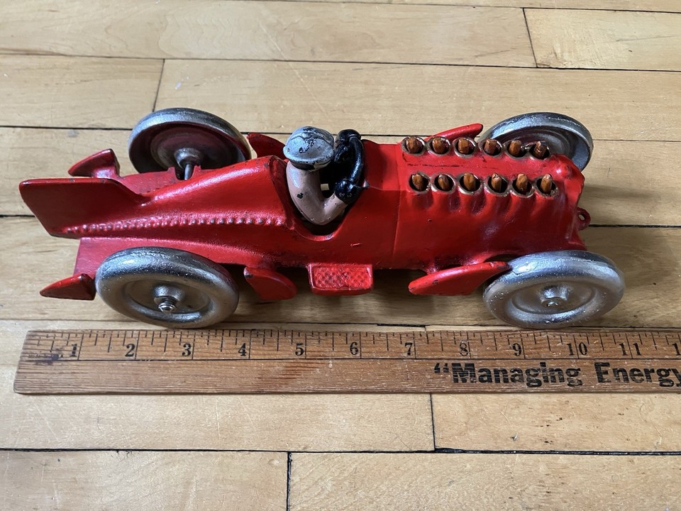 HUBLEY Golden Arrow Race Car 12 Piston Animated Flames Racer Red Cast ...