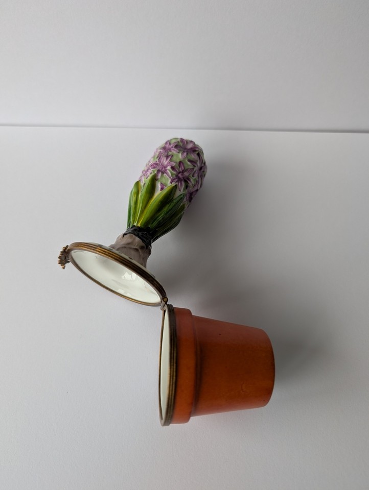 Limoges France Peint Main Hyacinth Flower Pot Trinket Box - Chamart ...