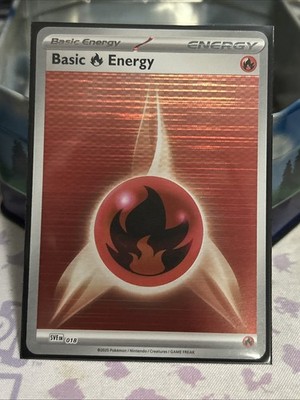 2025 Pokemon TCG Basic Fire Energy 018 Black Bolt White Flare Holo Card ...