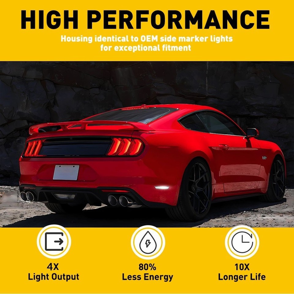 LED Strip Rear Marker Side Lights Left Right Fit 2015-2022 Ford Mustang ...