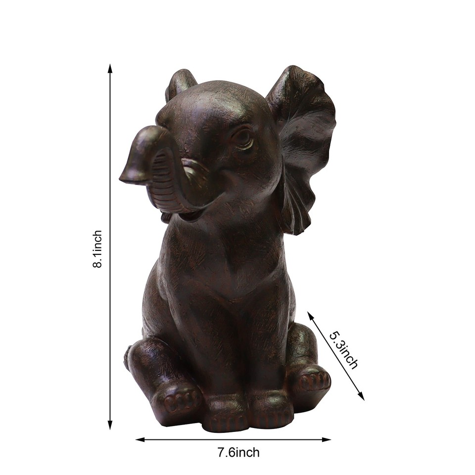 Baby Elephant Sitting Upright Resin Statue Figurine Home Decorative ...