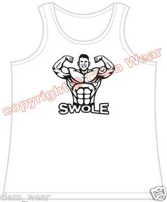 SWOLE gym vest tank weight training lifting bodybuilding fitness bro ...