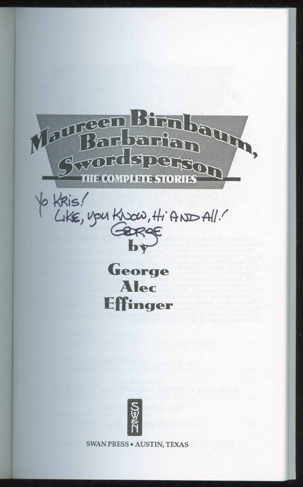 Fiction: MAUREEN BIRNBAUM, BARBARIAN SWORDPERSON by George Alec ...