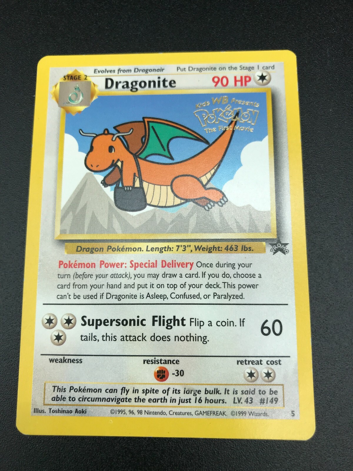 Dragonite 5 Holo Rare WB First Movie Pokemon WOTC Promo Vintage 1999 NM ...