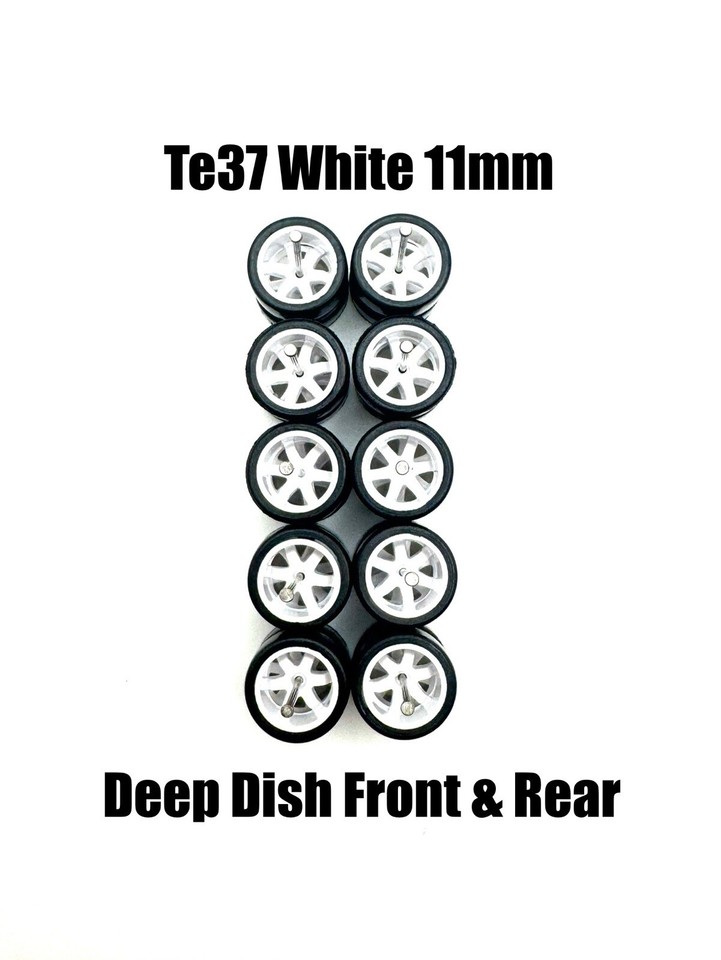 5x Set White Deep Dish Te37 11mm Real Rider Wheel w/ Rubber Tires Sets ...