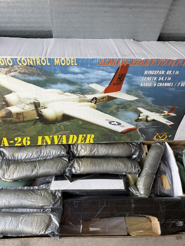 RARE! A-26 INVADER VQ V Q RC AIRPLANE MODEL KIT ARF HUGE HARD TO FIND ...
