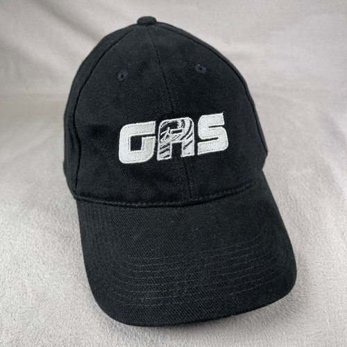 Gas Hat Mens One Size Black Strapback Cap Embroidered Brushed Cotton ...