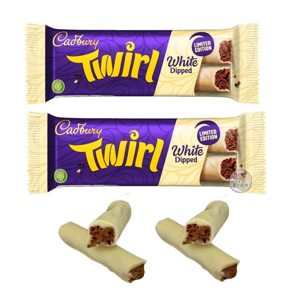 Cadbury Twirl White Dipped Milk White Chocolate Bar 43g Gift New ...