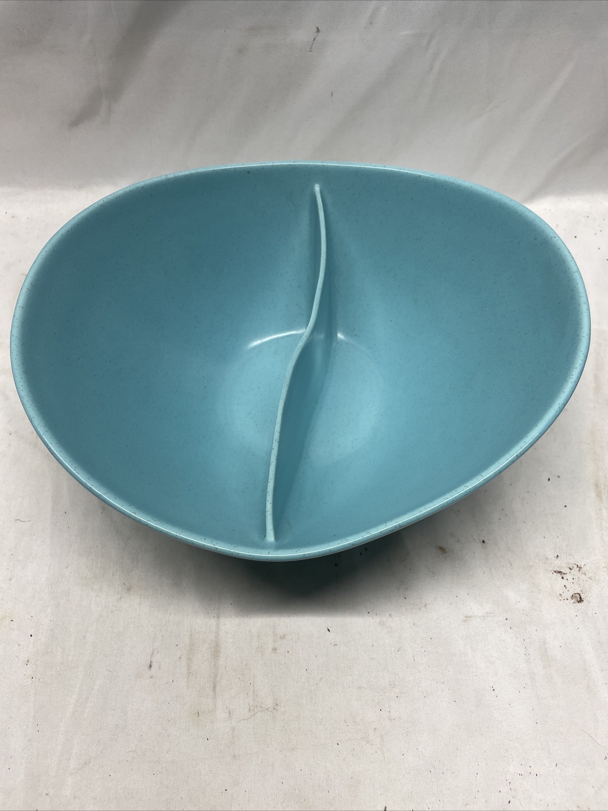 VINTAGE DIVIDED SERVING BOWL~VERNONWARE, METLOX, TINKLED BLUE~ATOMIC ...