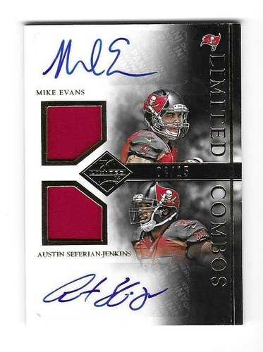 Mike Evans 2014 LIMITED NFL DUAL ROOKIE AUTOGRAPH PATCH CARD Buccaneers ...