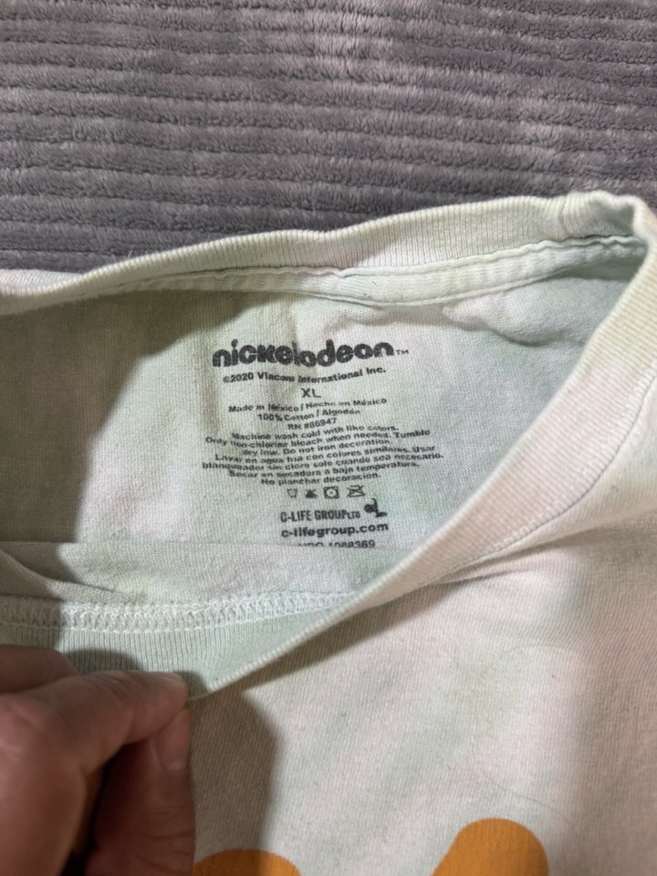 Nickelodeon 1990s Y2K Characters Green & White Tie-Dye Short Sleeve T ...