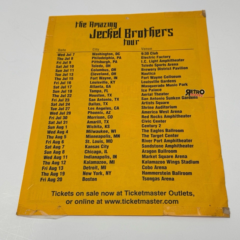 Insane Clown Posse Jeckel Brothers Tour Flyer 8.5x11” ICP Coal Chamber ...