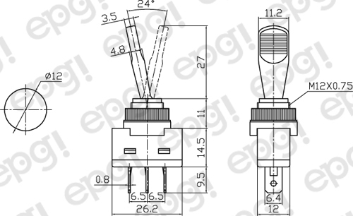 5 PACK - SPDT (ON/ON) LONG HANDLE TOGGLE SWITCH 20AMPS-12VDC # 66-2024 ...