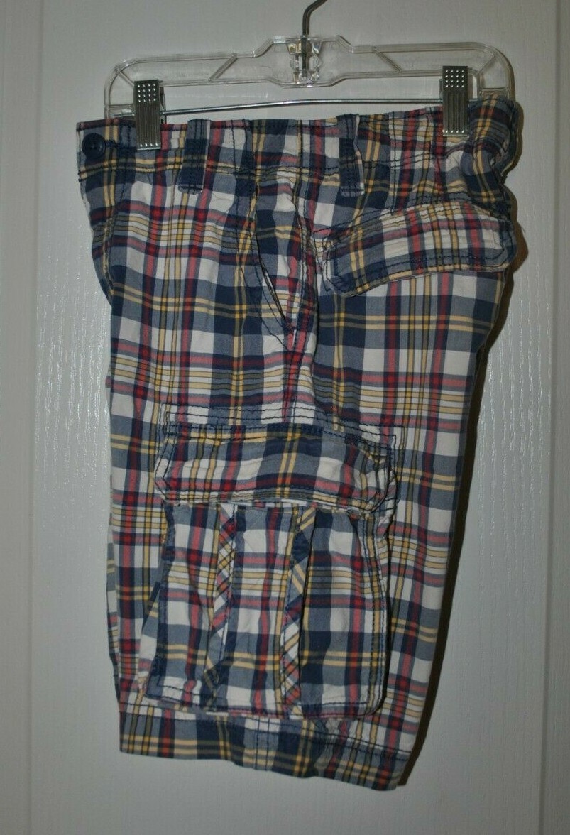 Gap Kids Boys Multi Color Plaid Cargo Shorts Adjustable Waist Size 8 ...