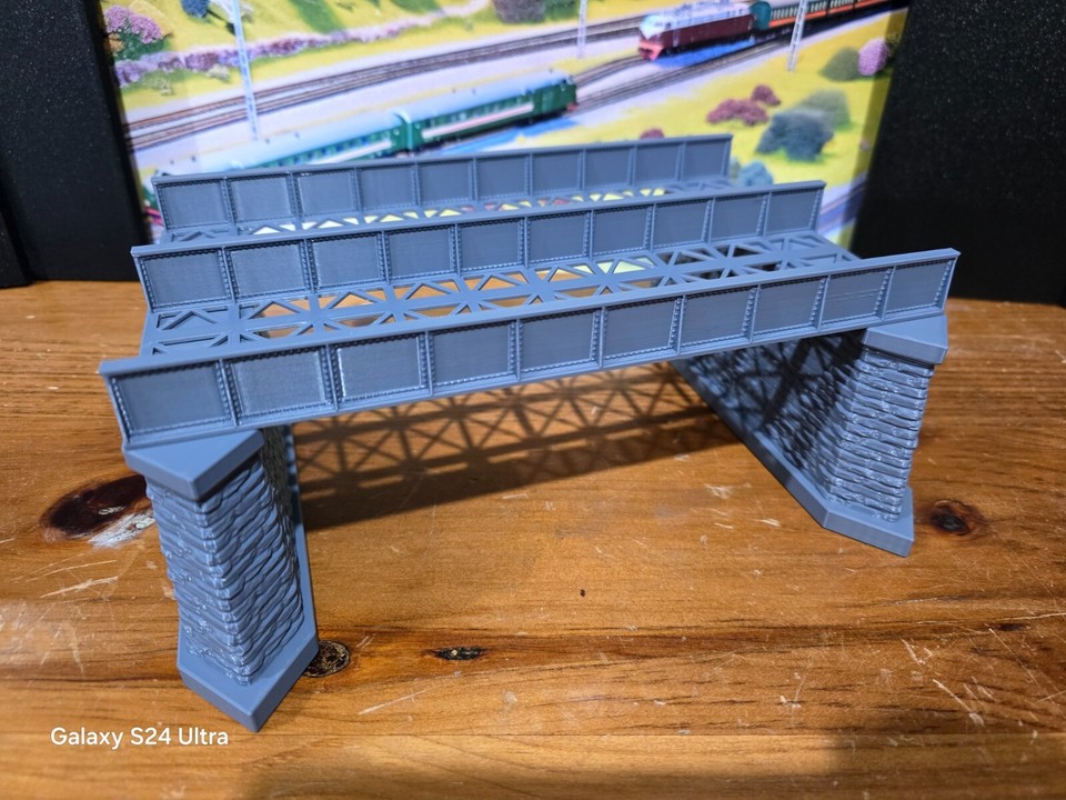 HO Gauge Double Track Iron Girder Bridge Model Railway Train Layout 1: ...
