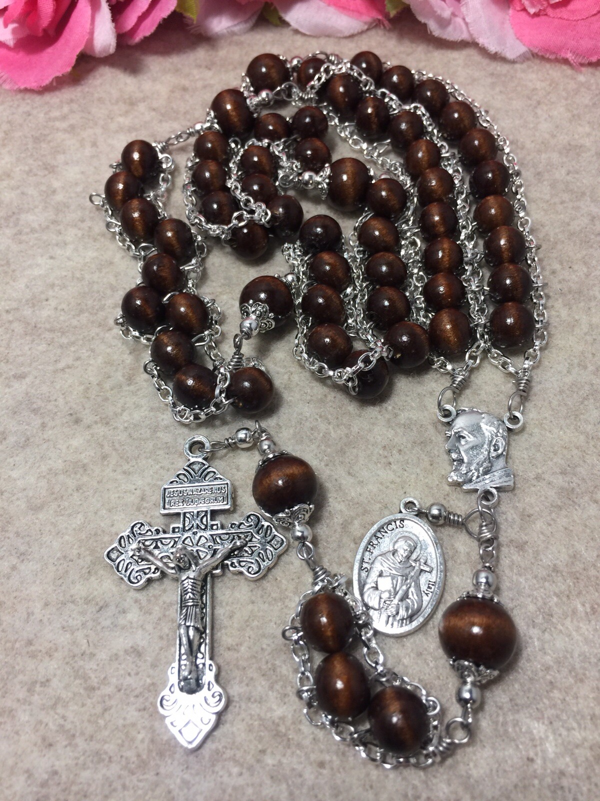 St. Francis Ladder Catholic Rosary - St. Padre Pío Rosary - Handmade | eBay