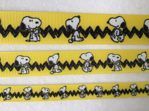 Snoopy yellow black Grosgrain ribbon by the yard 3/8" 5/8" 7/8" | eBay