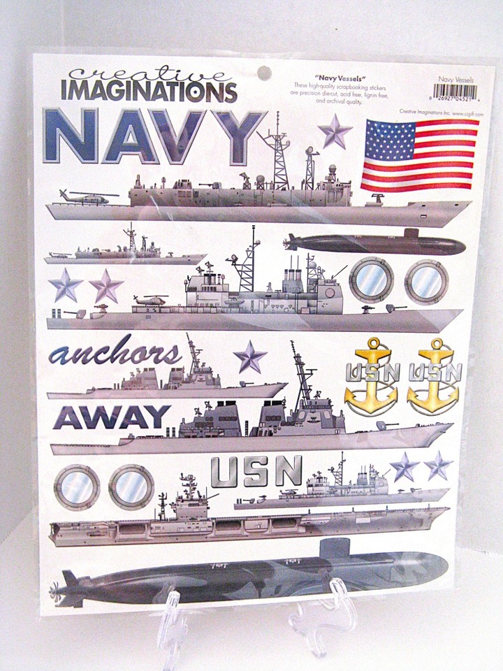 3 Army Rank/Navy Vessels Stickers Creative Imaginations & NRN Design ...