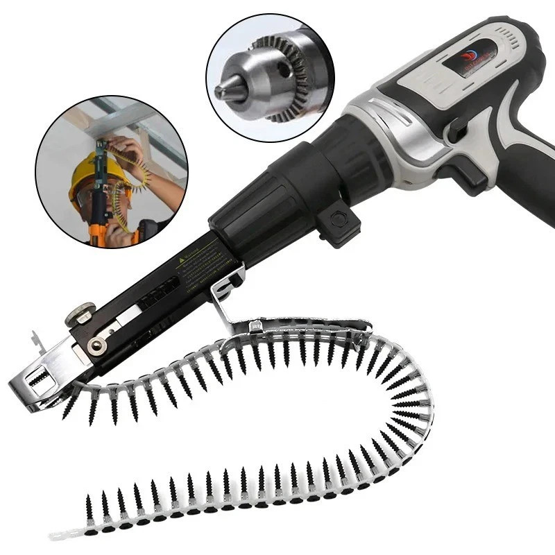 Power Drill Drywall Screw Gun Auto-feed Attachment Chain Nail Machine ...