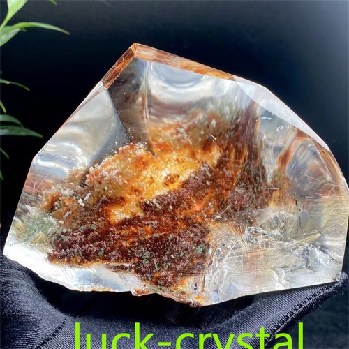 1.76LB,Natural Color Hair Ghost Quartz Crystal Specimen Stone +Stand ...