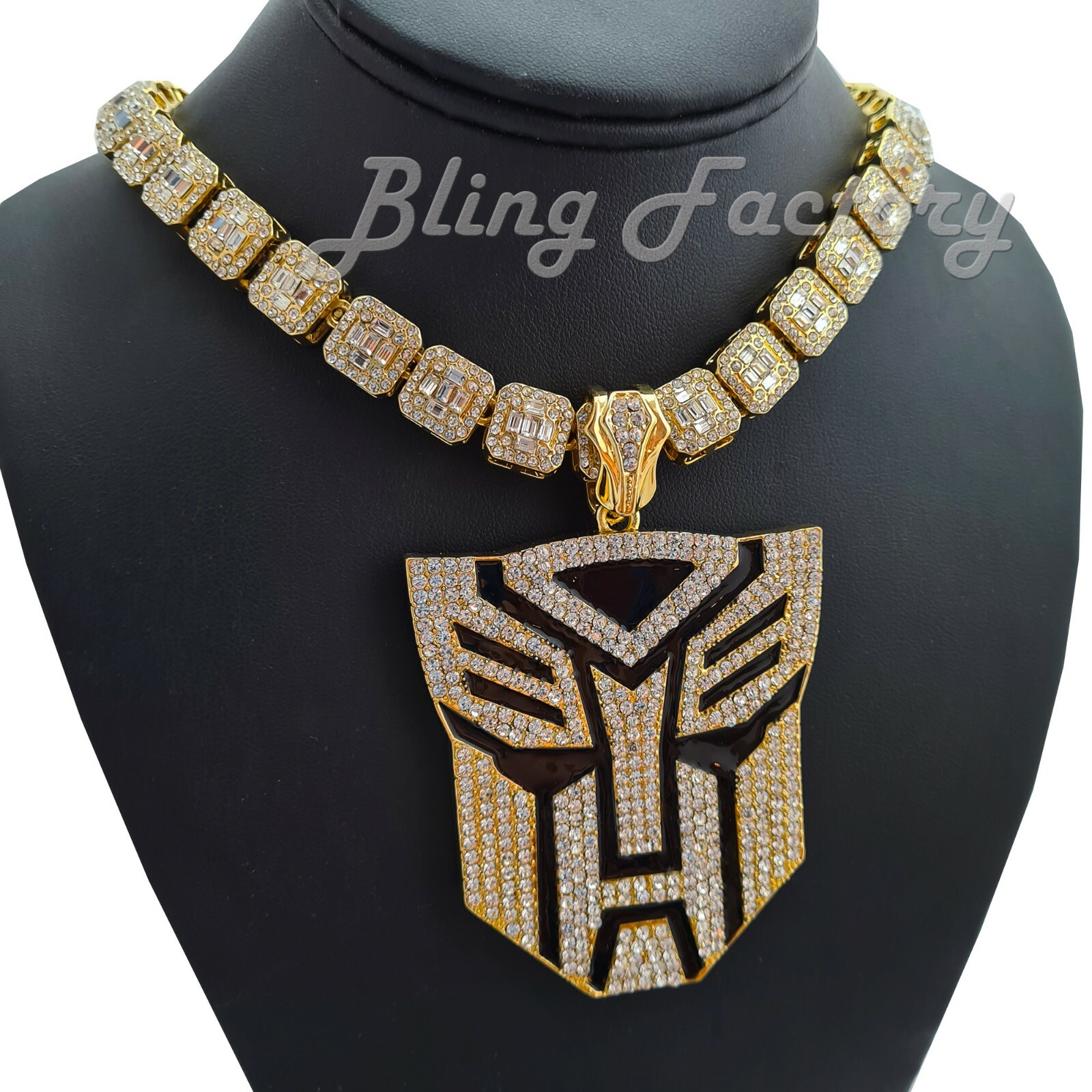 TRANSFORMER AUTOBOT Pendant & Full Iced Cubic Zirconia Chain Hip Hop ...