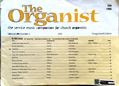 The Organist July 1996 Church Organ Music Book 13 Songs | eBay