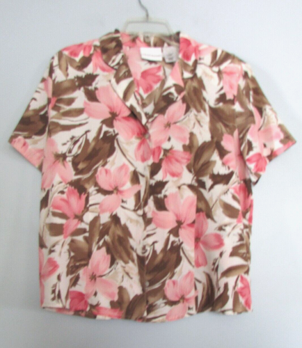 Alfred Dunner Womens Brown & Pink Floral Blouse Size 16 EUC!!! | eBay