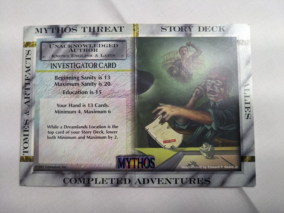 MYTHOS CCG Chorus Girl/Unacknowledged Author Investigator VG+ Chaosium ...