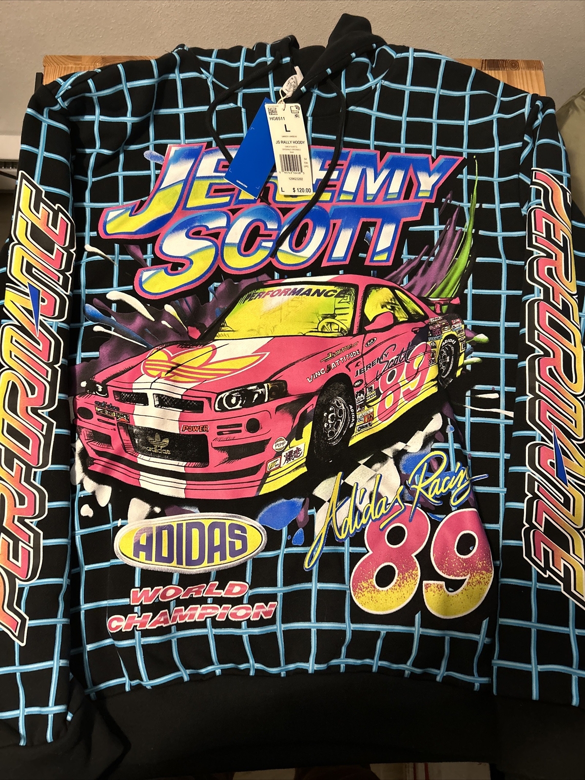 🔥 NWT $120 Adidas x Jeremy Scott Rally Race Sz L Sweatshirt Pullover ...