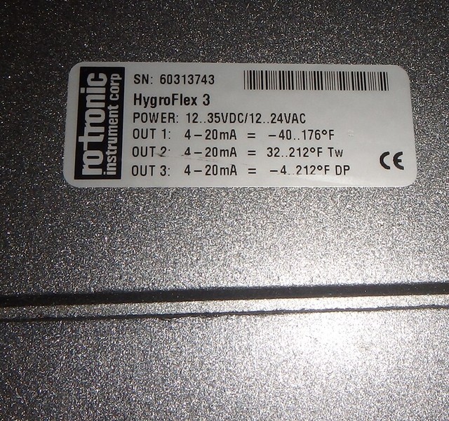 Rotronic Instrument HygroFlex 3 Humidity Transmitter HVAC Unit for sale ...